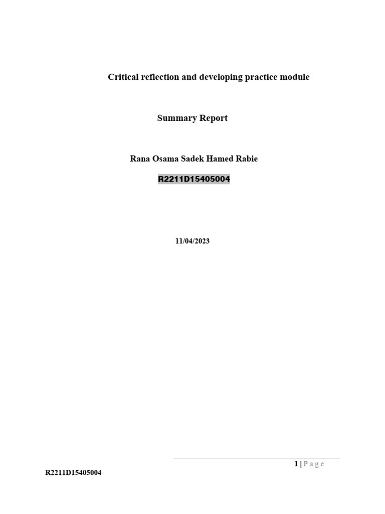 Summary Report | PDF | Reflective Practice | John Dewey