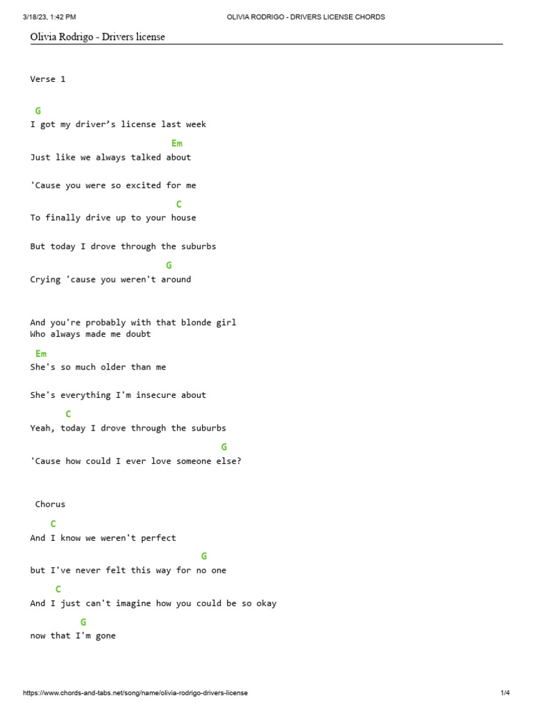 Drivers License Chords | Download Free PDF | Song Structure