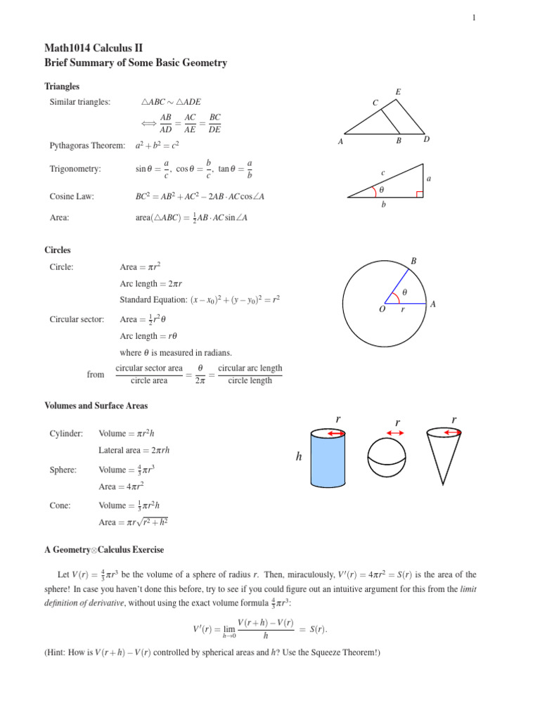 Review Geometry | PDF | Area | Sphere