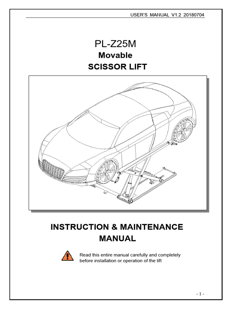 Scissor Lift Instruction Manual V11.22 | PDF | Elevator | Valve