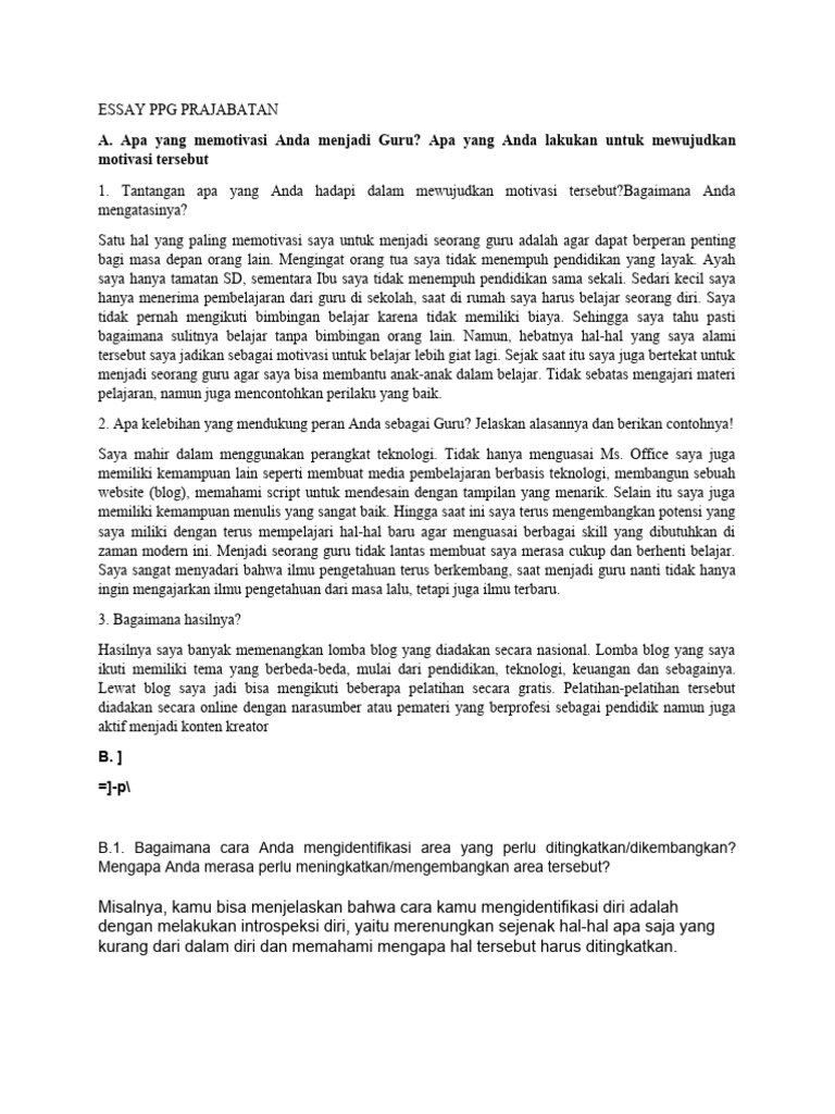 Essay PPG Prajabatan | PDF | Karier & Perkembangan