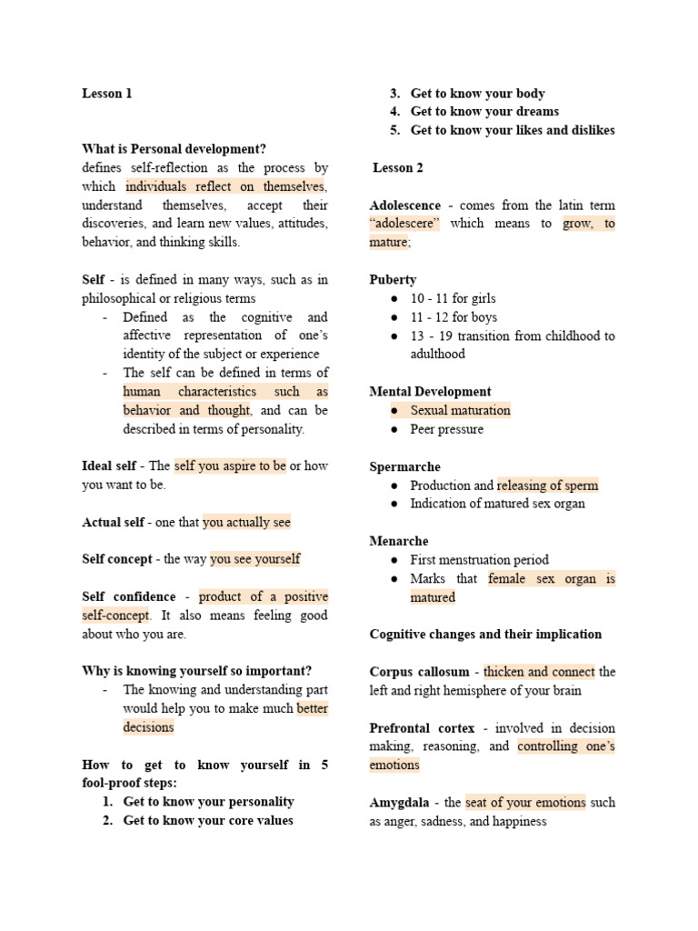 Personal Development | PDF | Self Concept | Adolescence
