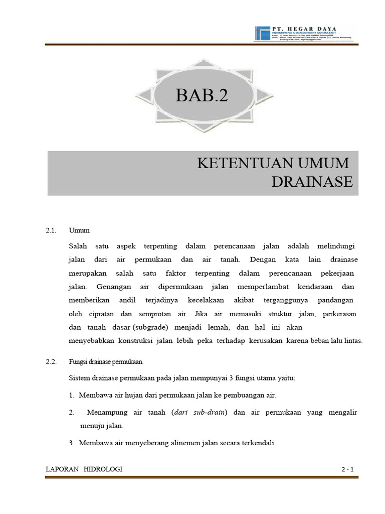 Drainase Jalan: Prinsip dan Sistem | PDF