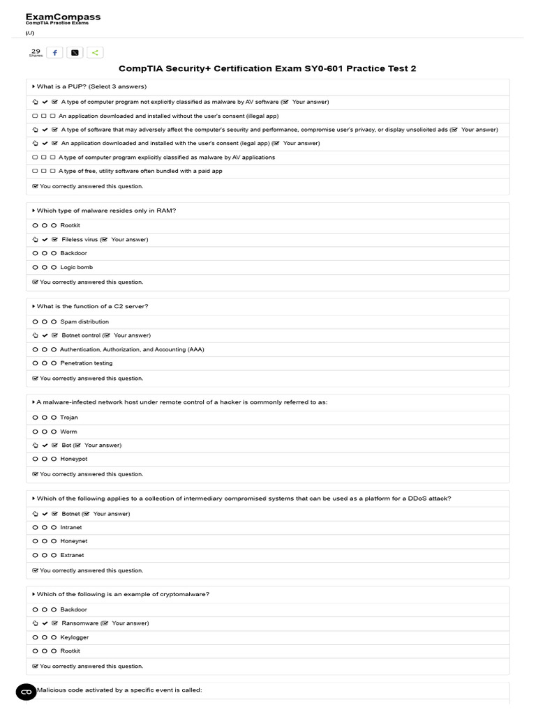 CompTIA Security Certification Practice Test 2 Exam SY0 601 | PDF ...