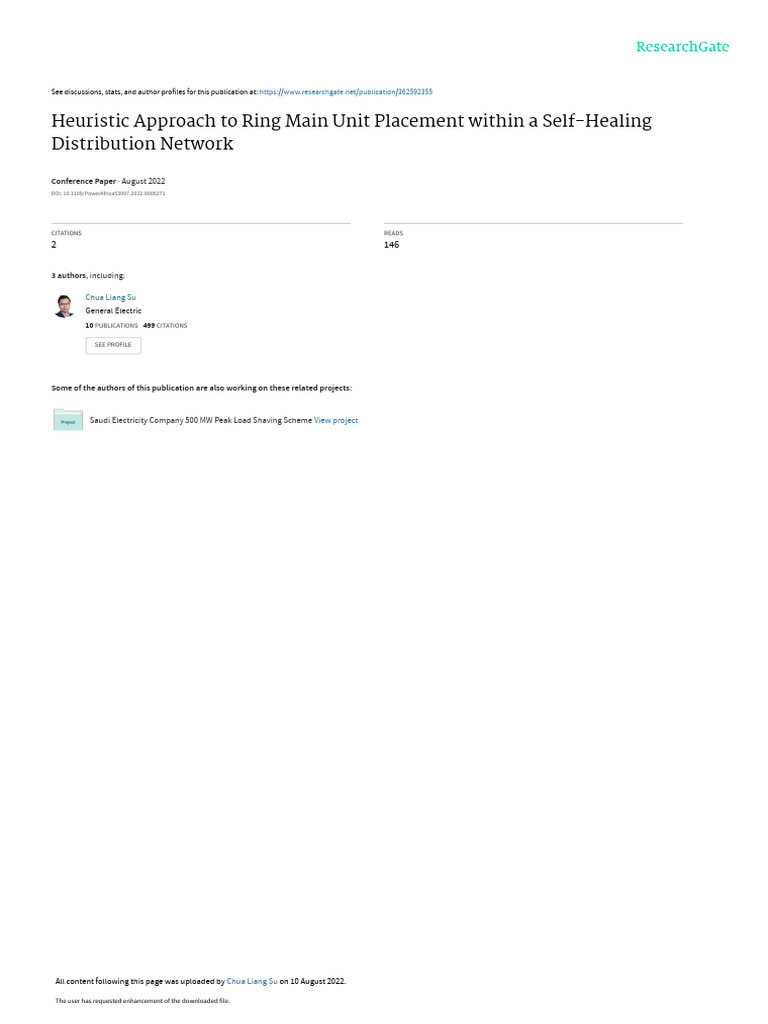 Heuristic Approach To Ring Main Unit Placement Within A Self-Healing ...