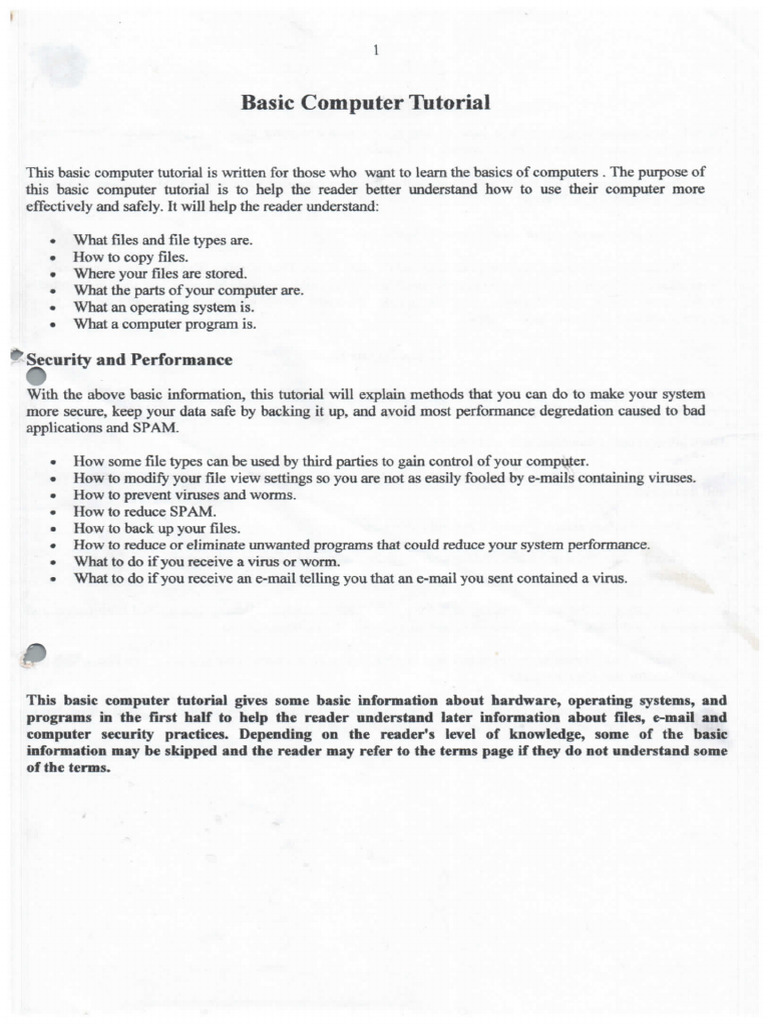 Basic Computer Tutorial | PDF