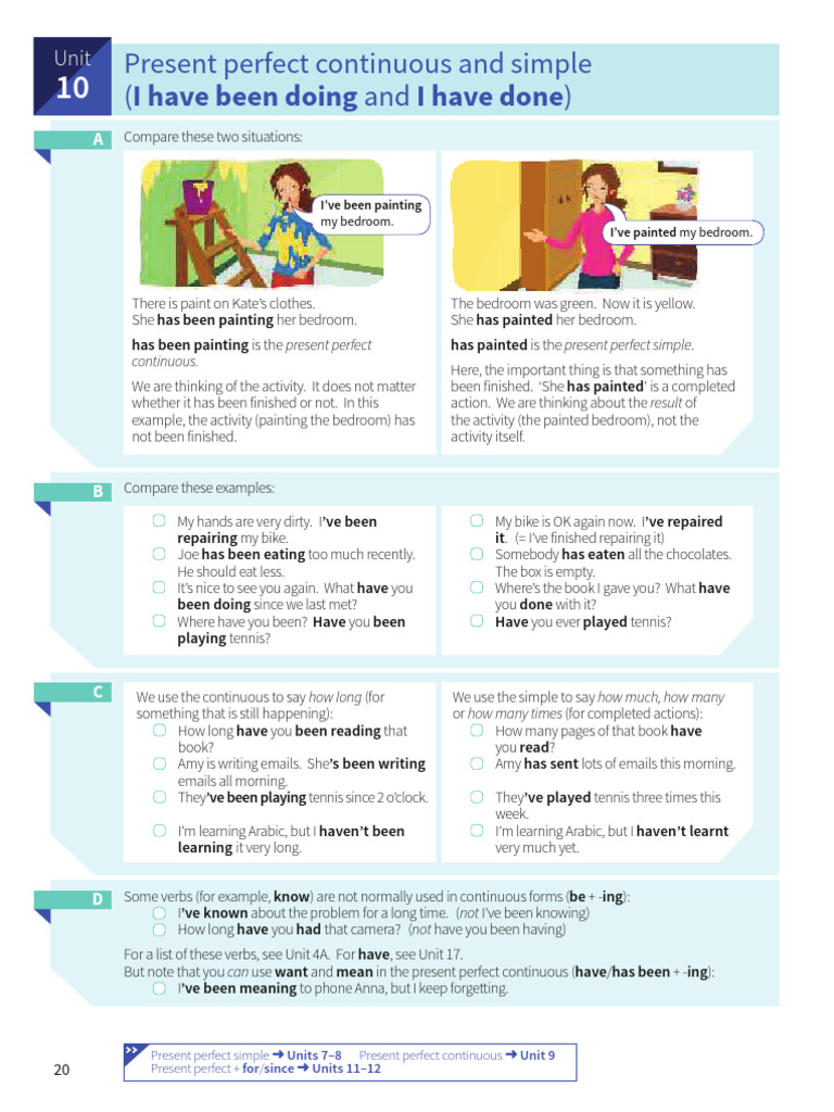 English Grammar in Use - Unit 10 Present Perfect Simple Vs Present Perfect Continuous | PDF ...