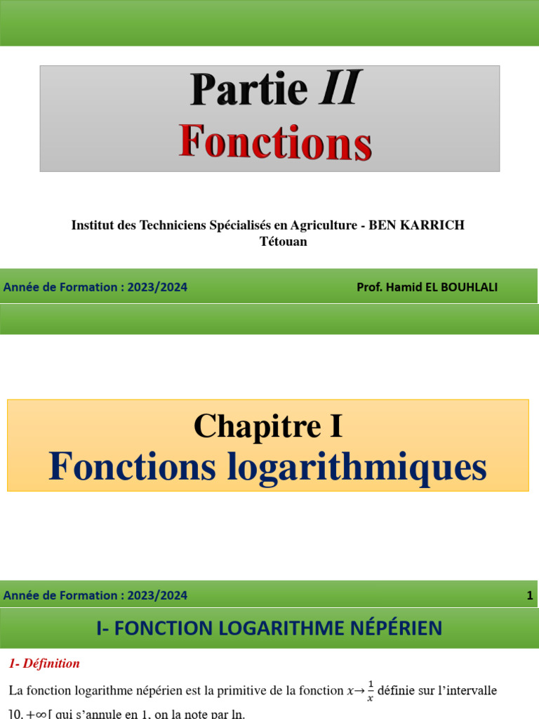Introduction aux Fonctions Logarithmiques | PDF | Fonctionnalités et ...