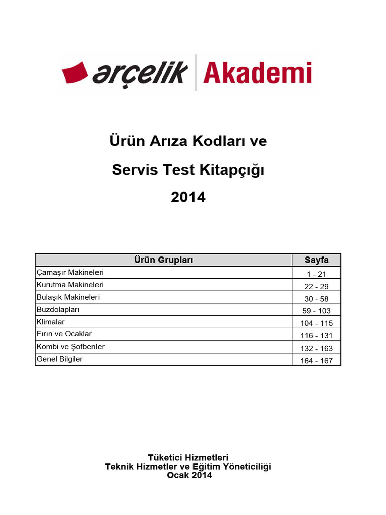Arcelik Ariza Kodlari - PDF 1 Sürümü | PDF
