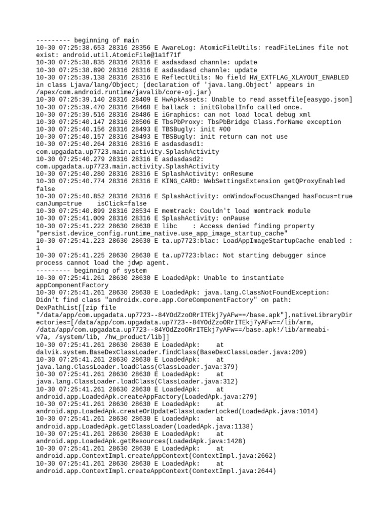 Com - Upgadata.up7723 Logcat | PDF | Java (Programming Language) | Software