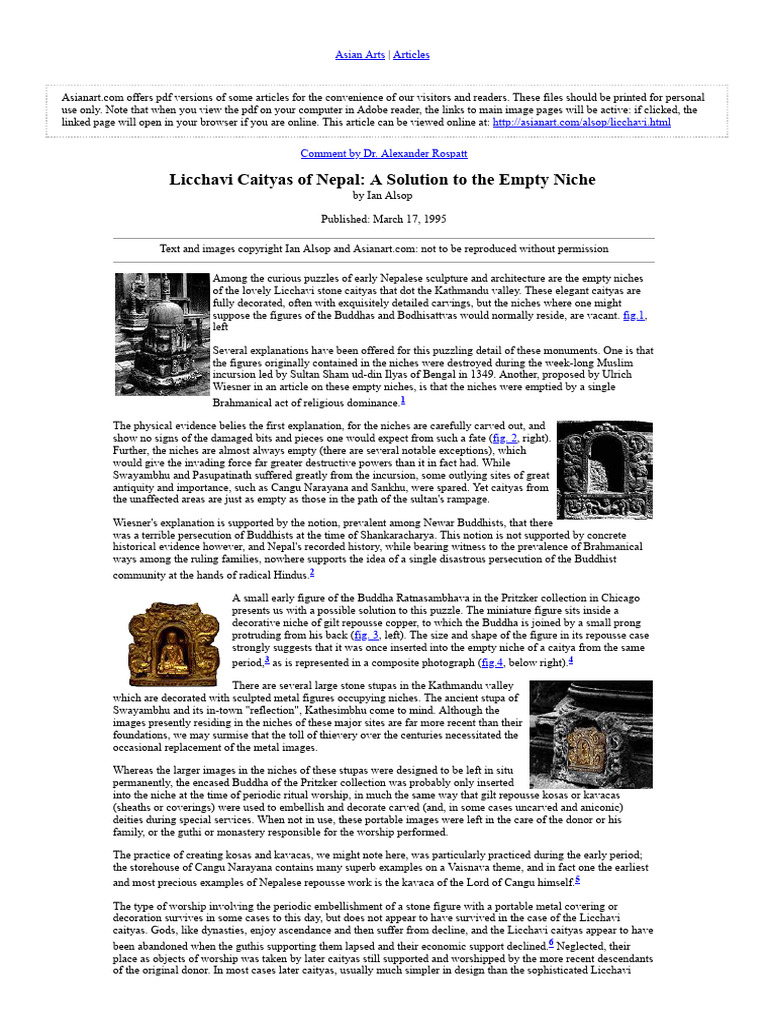 Licchavi Caityas of Nepal - A Solution To The Empty Nich | PDF