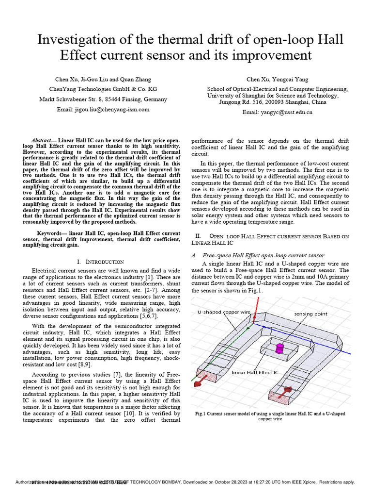 Investigation of the Thermal Drift of Open-loop Hall Effect Current ...