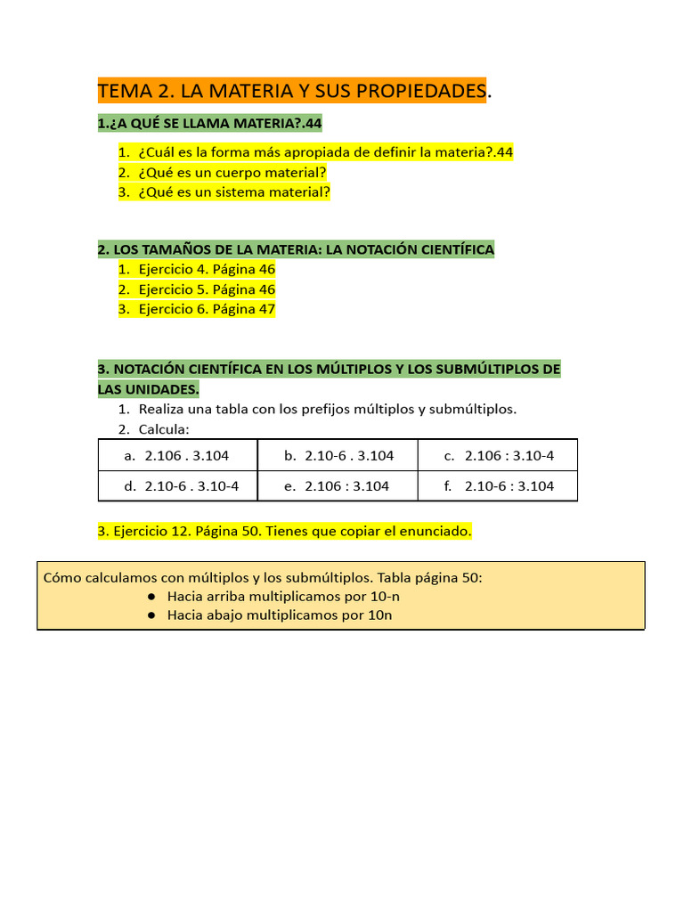 Repaso - Tema 2.preguntas.2ºeso | PDF | Volumen | Masa