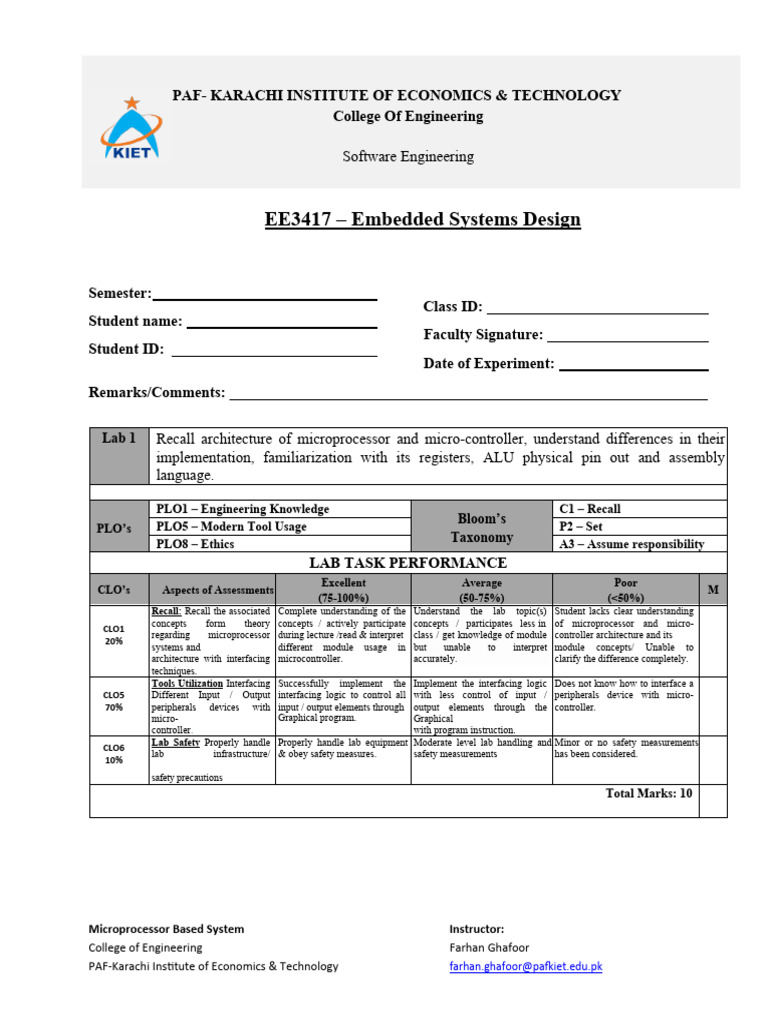 Esd Lab 01 | PDF | Systems Engineering | Computer Hardware