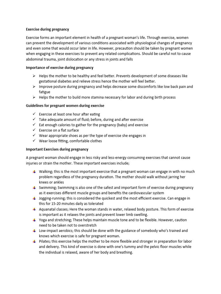Safe Exercise Guidelines for Pregnancy | PDF | Wellness
