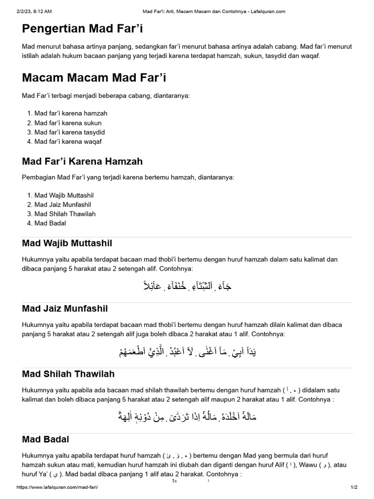 Mad Far'i - Arti, Macam Macam Dan Contohnya | PDF | Seni & Disiplin Bahasa