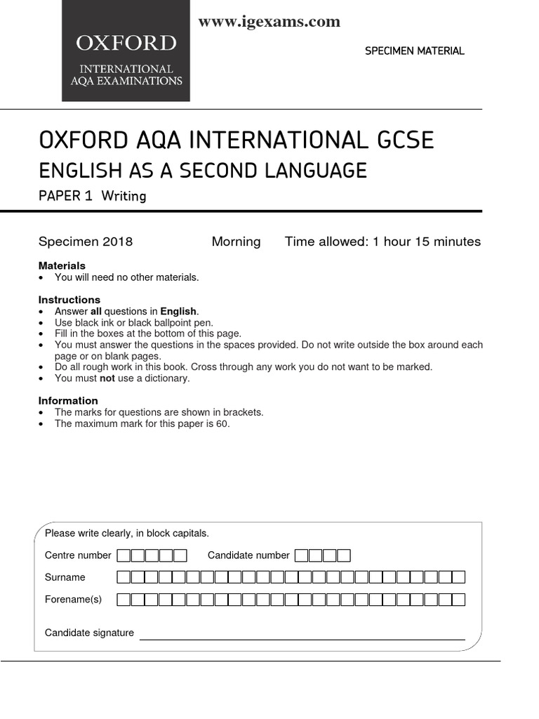 9280 International Gcse English As A Second Language Writing Question Paper v2 | PDF | Home & Garden