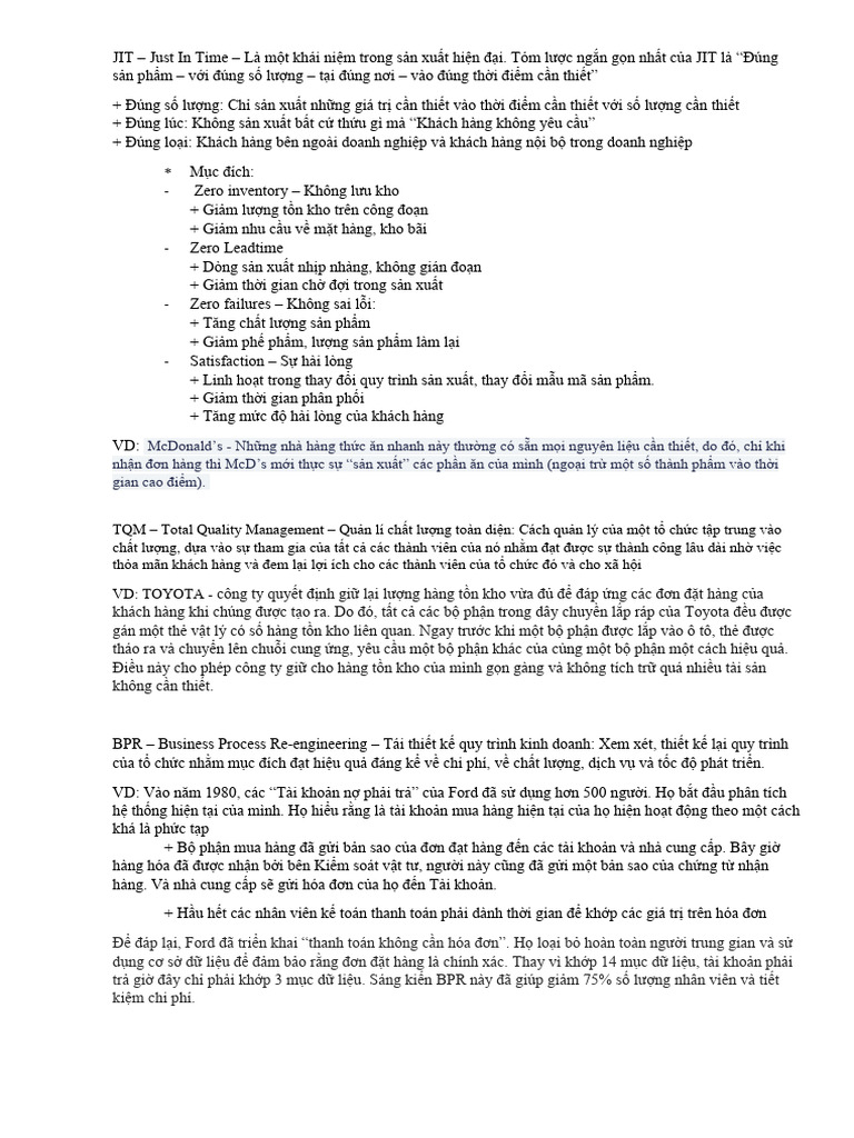 Jit, TQM, BPR | PDF