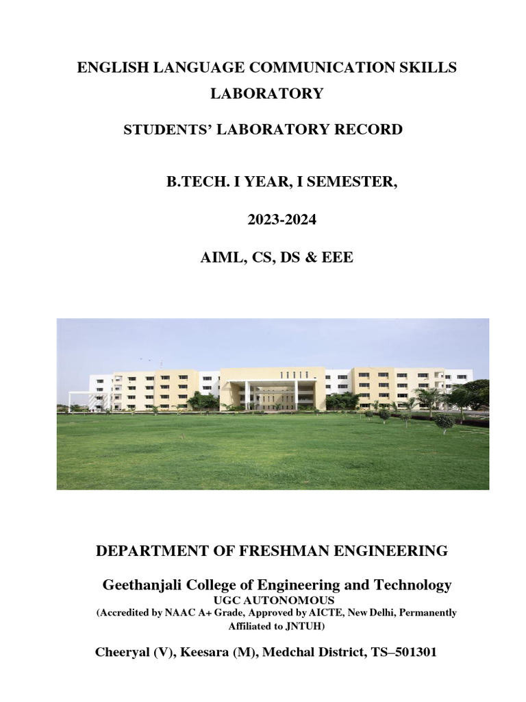 Elcs Lab Students' Lab Record 2023-2024, Sem 1 | PDF | Stress ...