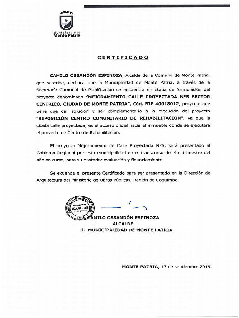 Certificado Municipio | PDF