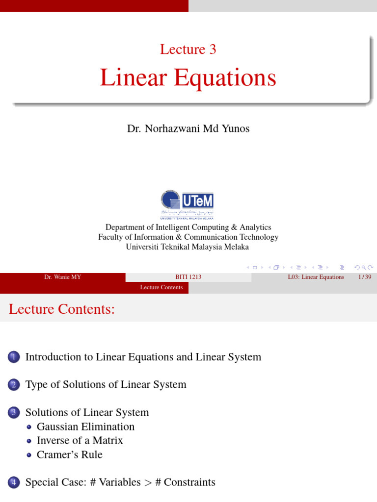 Linear Equations Solution | PDF | System Of Linear Equations | Matrix (Mathematics)