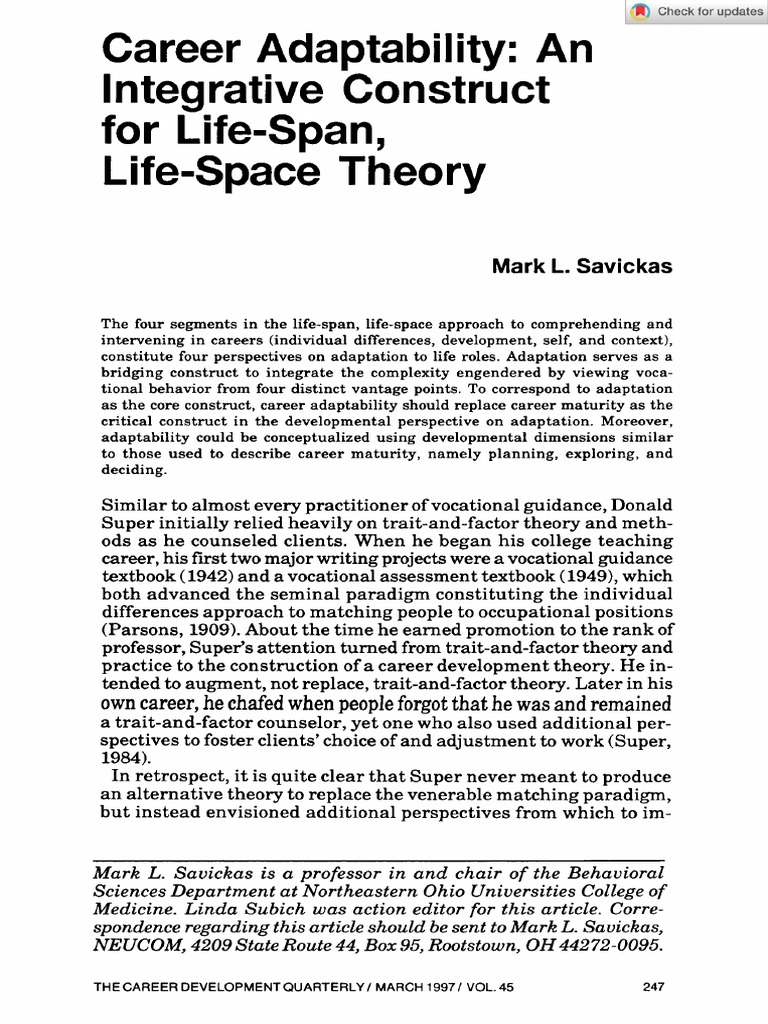 The Career Development Quart - 2011 - Savickas - Career Adaptability An Integrative Construct ...