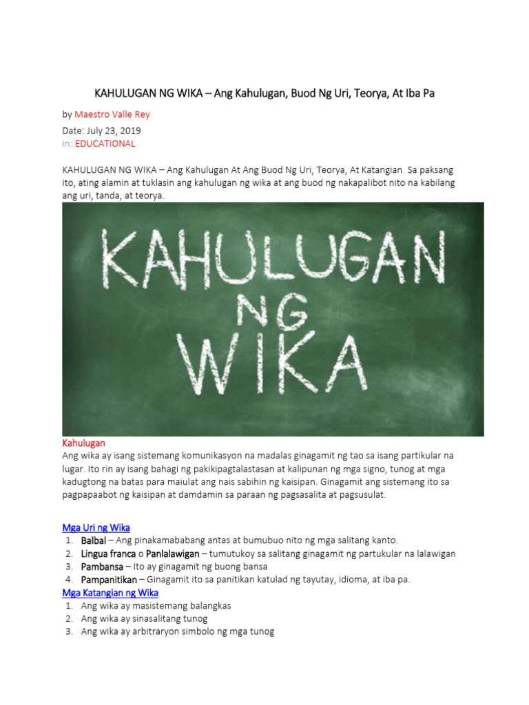 Katuturan NG Wika LM1 | PDF