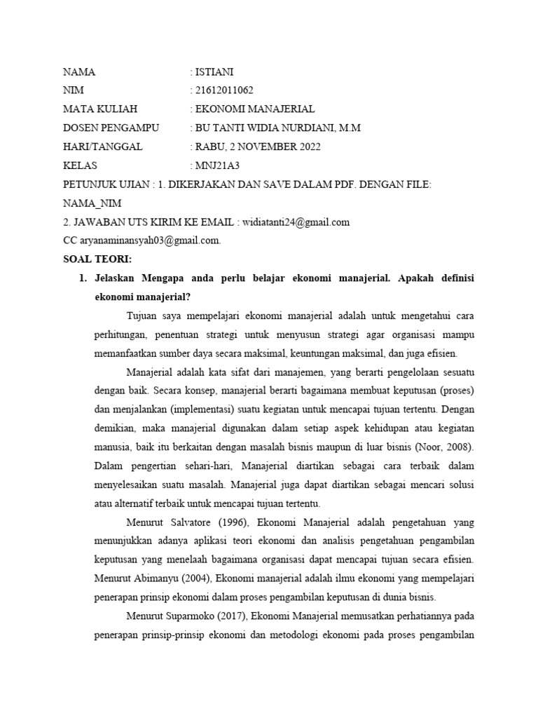 Eko Manajerial Uts | PDF