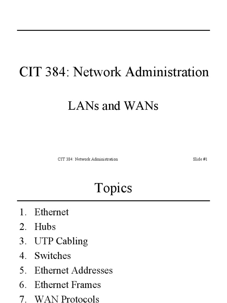 Cit 384: Network Administration: Lans and Wans | Download Free PDF ...