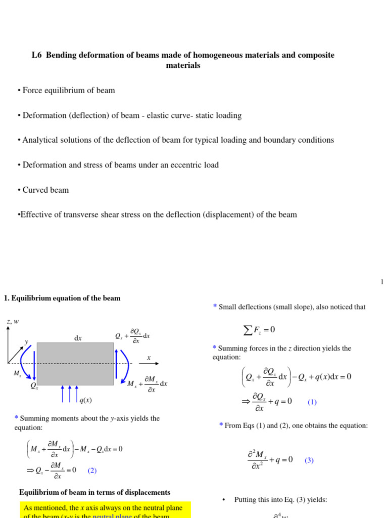 L6 Bending of Beams Made of Homogeneous Materials and Composite ...