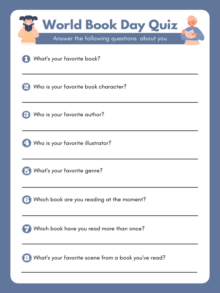 World Book Day Quiz Worksheet | PDF