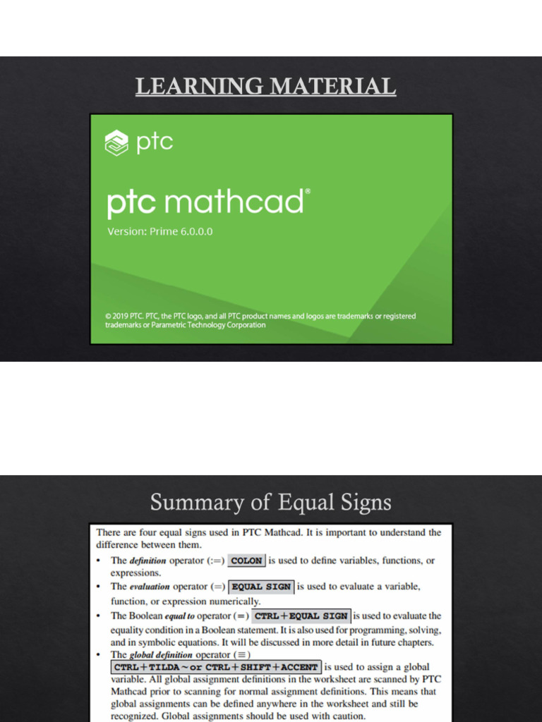 PTC Mathcad Learning | PDF