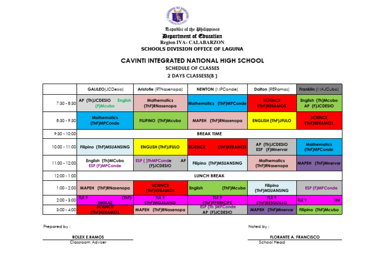 Grade 9 Schedule Set B. Updated1 | Download Free PDF | Science ...