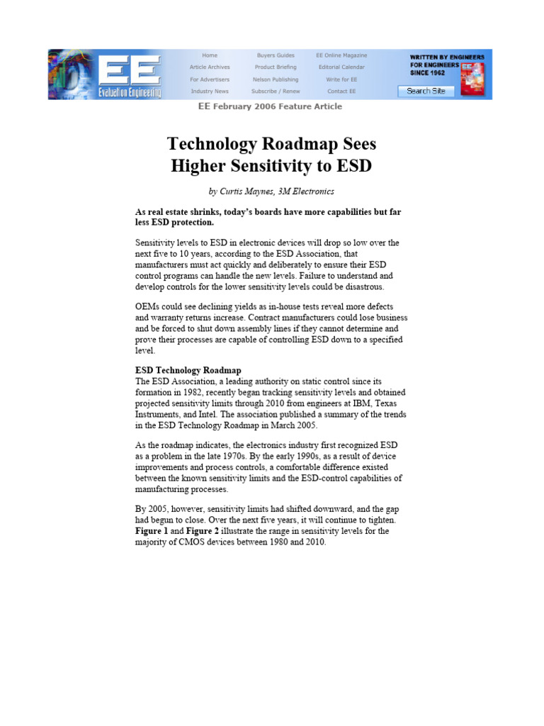 Technology Roadmap Sees Higher ESD Sensitivity in Future | PDF ...