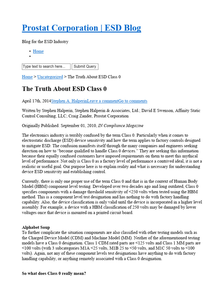 The Truth About Class 0 Stephen Halperin | PDF | Electrostatic ...