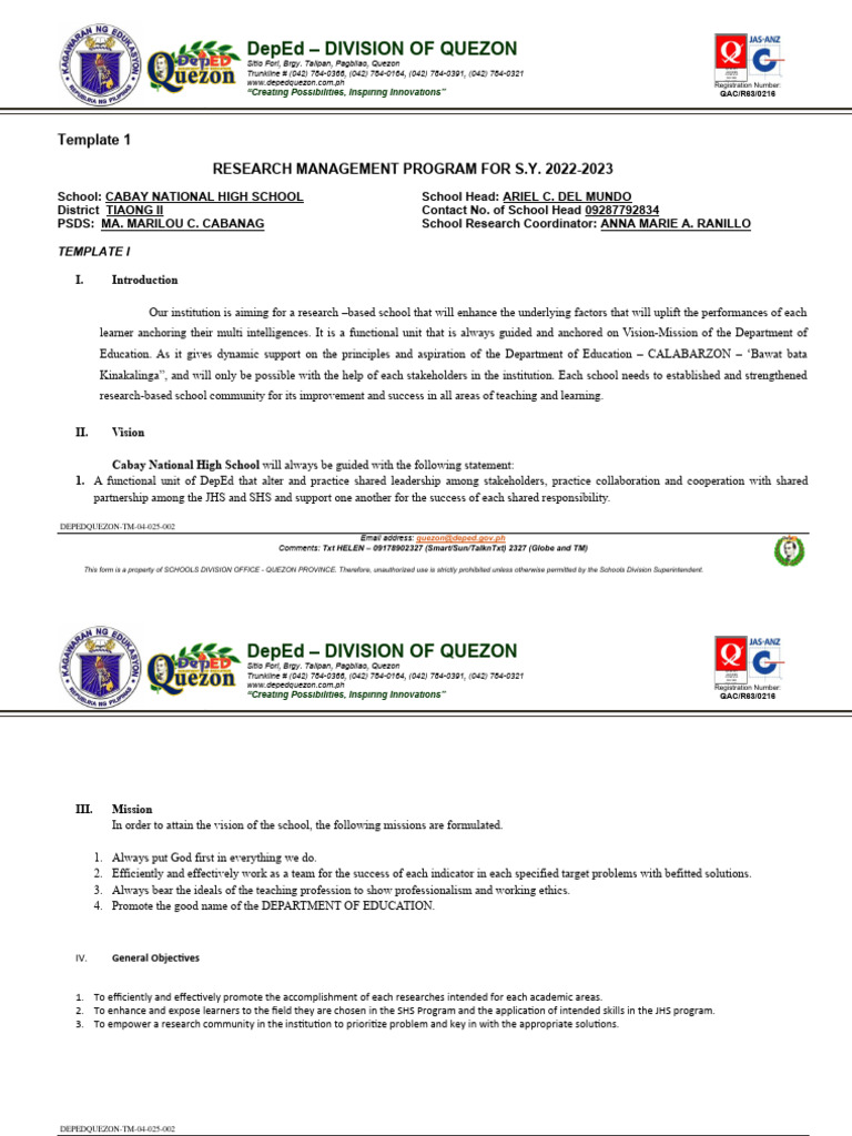 Research Management Program Overview | PDF | Iso 9000
