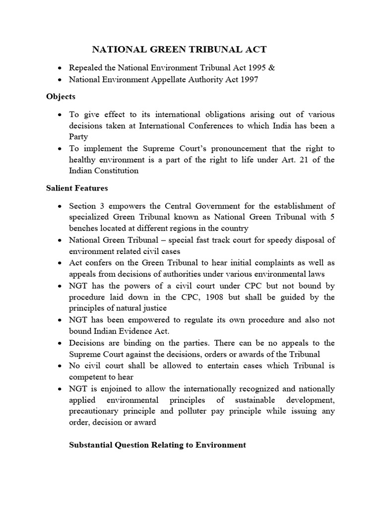 National Green Tribunal | Download Free PDF | Tribunal | Separation Of ...