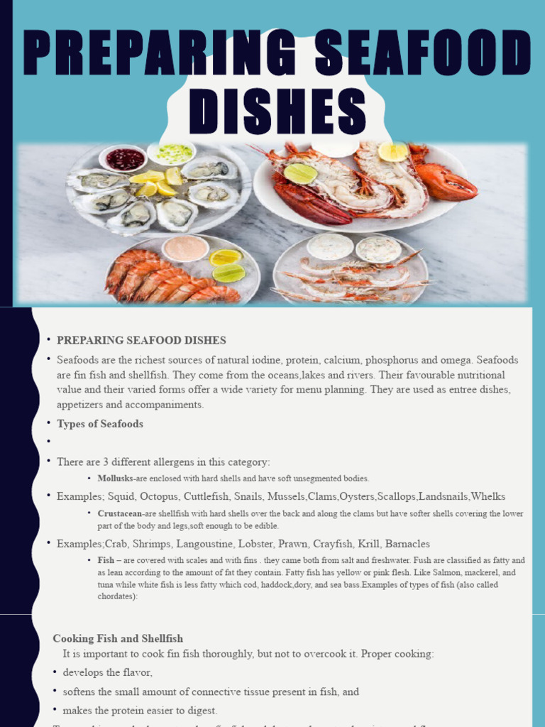 Seafoods Dishes | PDF | Shellfish | Seafood