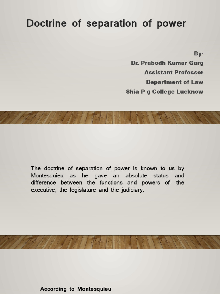 Doctrine of Separation of Power | PDF | Separation Of Powers | Legislature