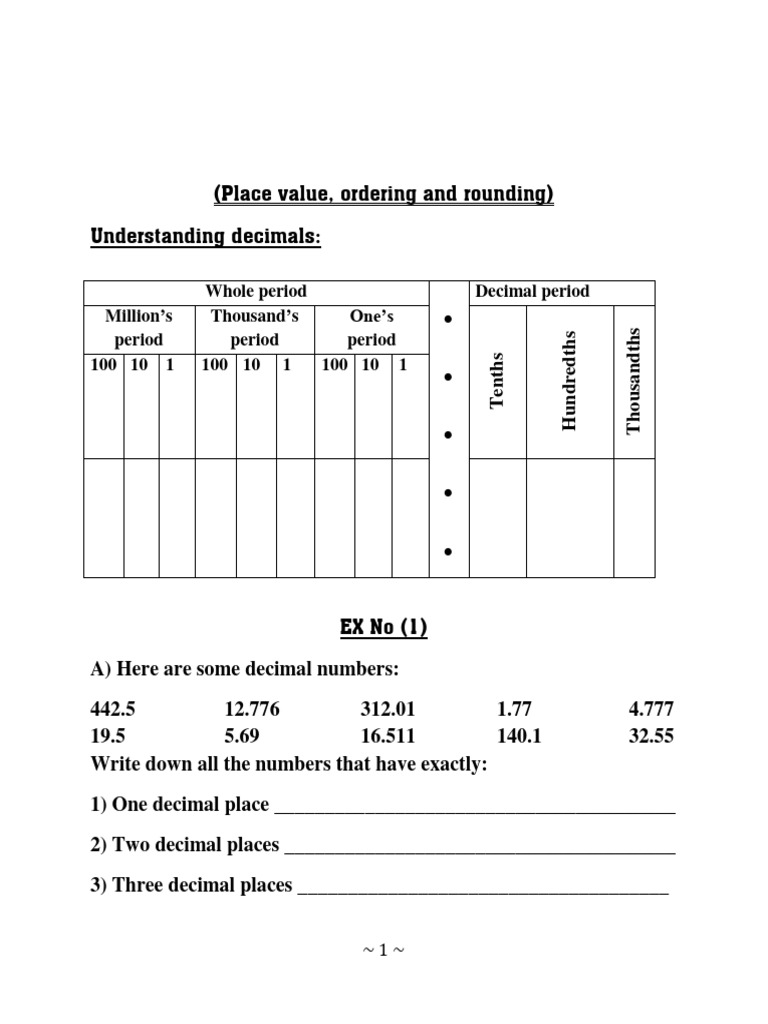 Unit 3 (Place Value, Ordering and Rounding) | PDF | Significant Figures ...