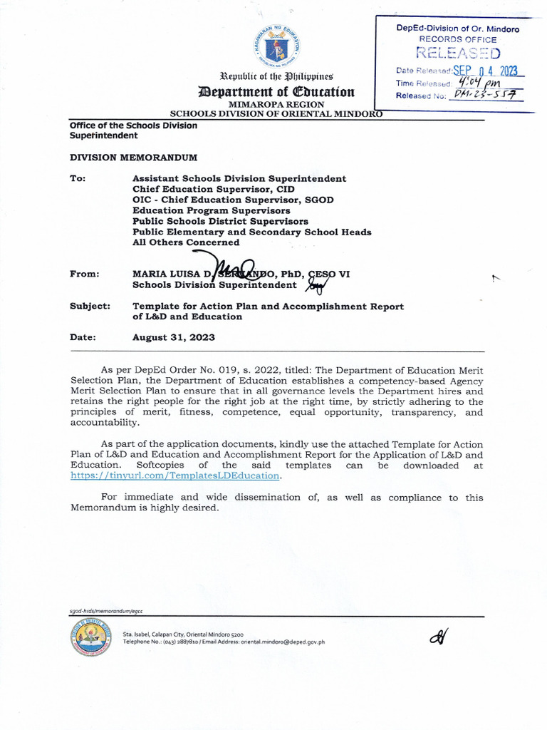 DM Template-for-Action-Plan-and-Accomplisment-Report-of-LD-and ...