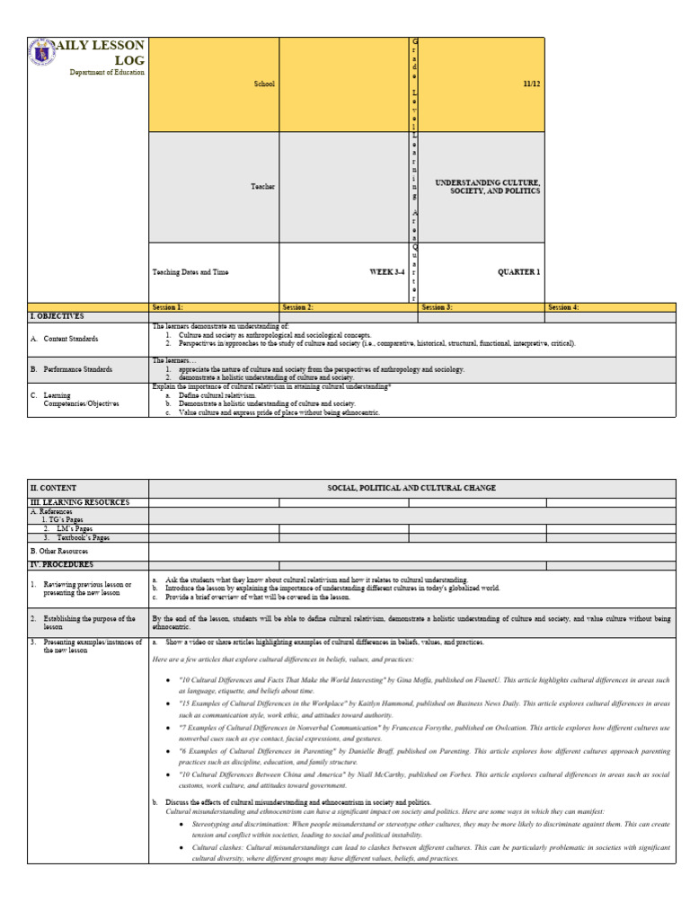 Ucsp Q1 Week3-4 | PDF | Relativism | Understanding