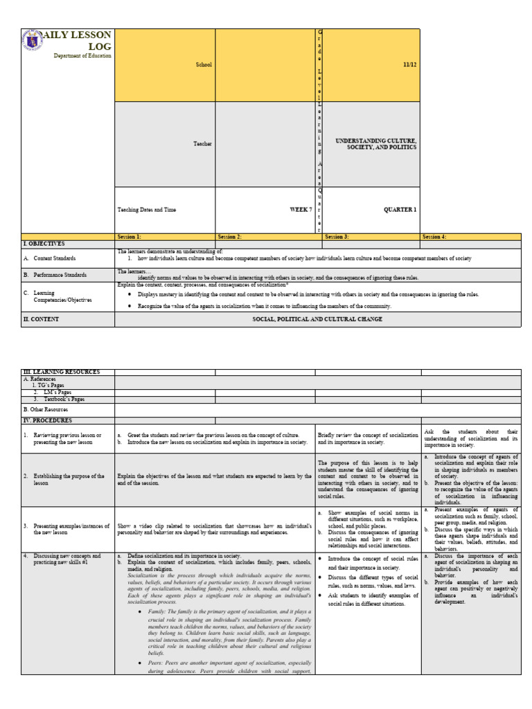 Ucsp Q1 Week7 | PDF | Socialization | Attitude (Psychology)