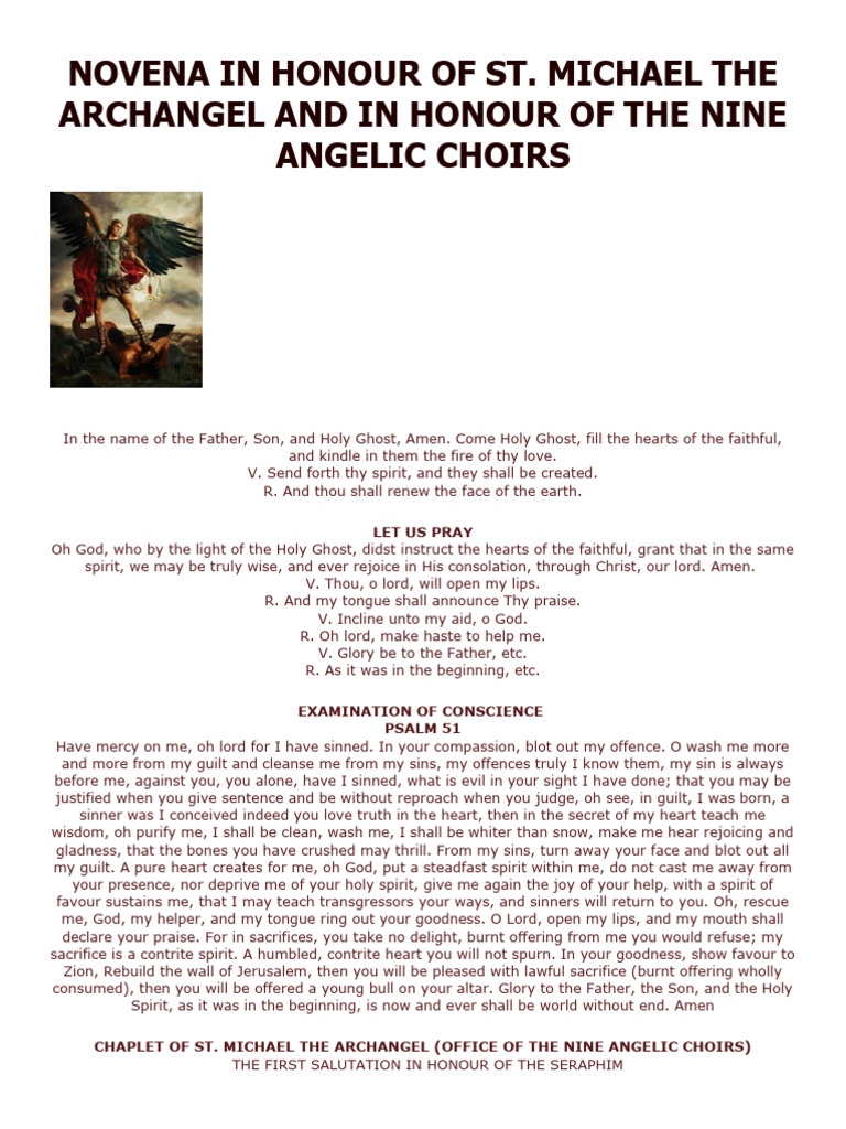 Novena To St. MIchael | PDF | Michael (Archangel) | Angel
