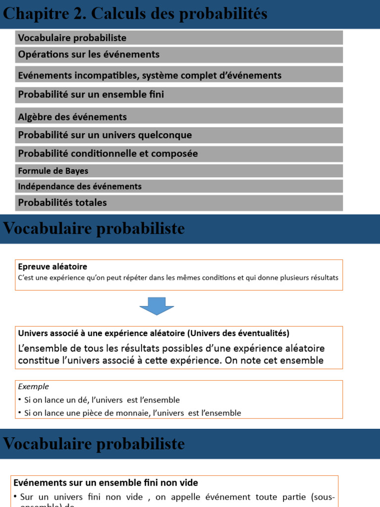 Ch2 Calcul Des Probabilitã©s | PDF | Théorie des probabilités | Probabilité