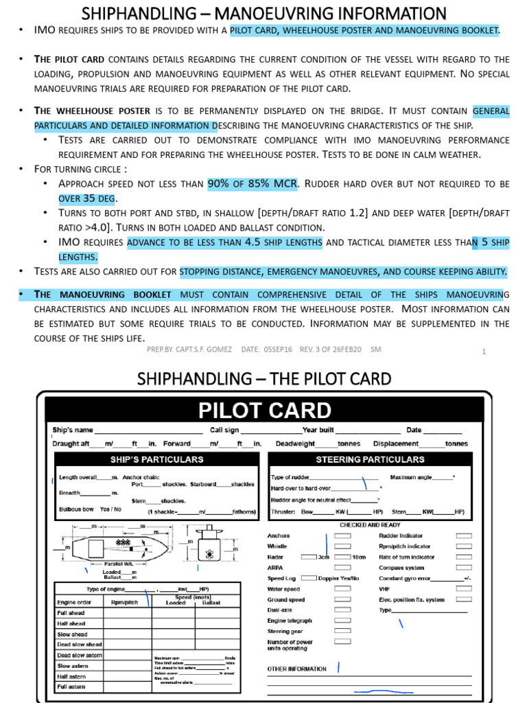 Shiphandling - Turning Circle, Stopping Distance-1 | PDF
