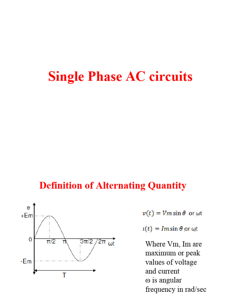 Single Phase Ac Circuits Pdf Root Mean Square Alternating Current