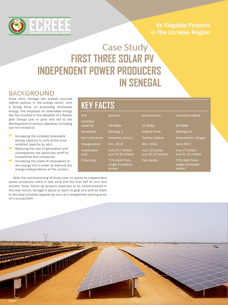 Ecreee Case Study Solar PV Ipp Projects in Senegal | PDF | Electric Power | Nature
