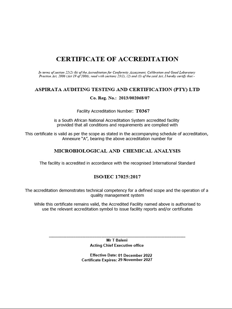 Certificate of Accreditation: Aspirata Auditing Testing and ...