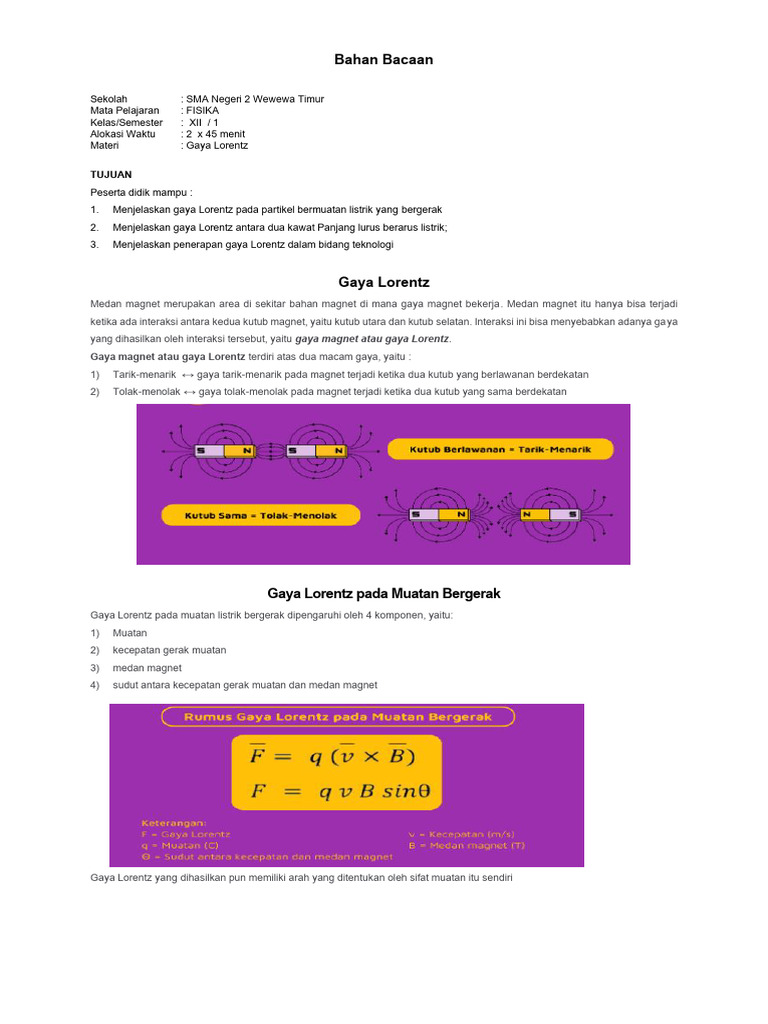 Bahan Bacaan Gaya Lorentz | PDF